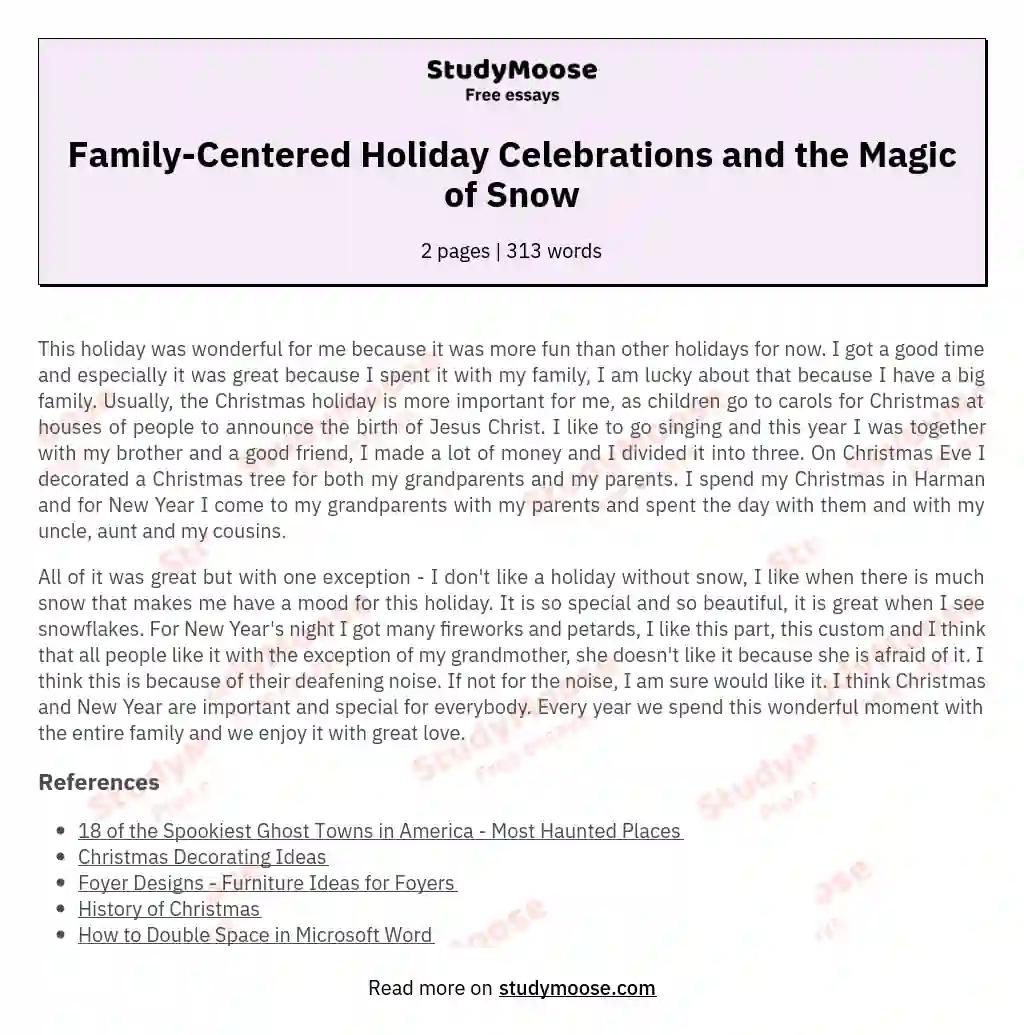 Christmas Holiday Free Essay Example