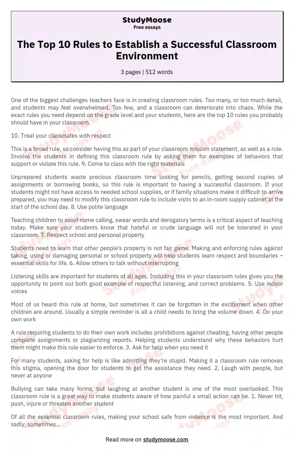Why Are School Rules Important Importance Of School Rules Essay