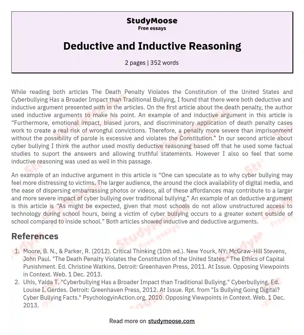  Deductive Paragraph Example Deductive Essay Sample On Vaccination 