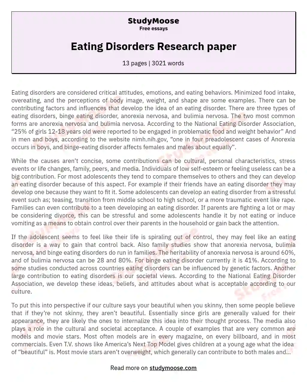  Eating Disorders Essay College Eating Disorders Essay Essay Example