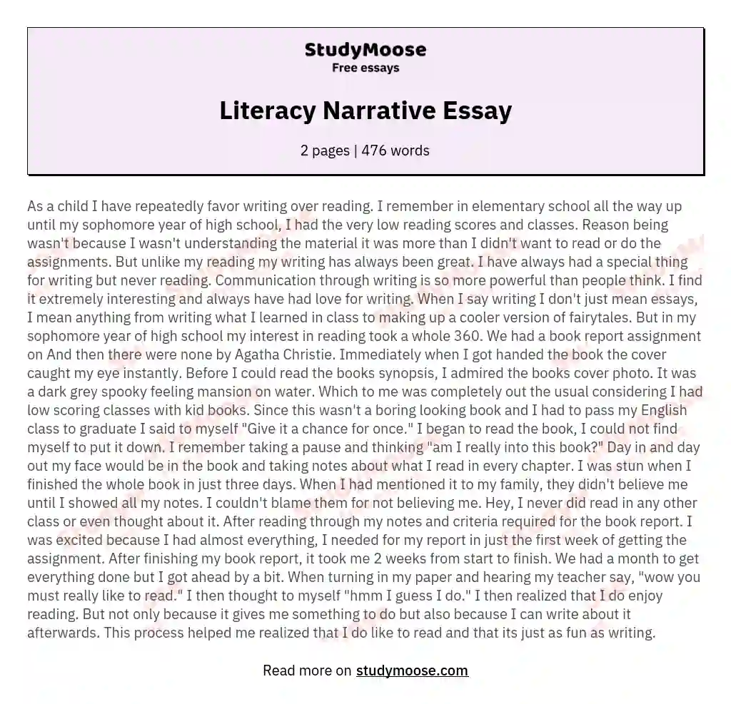 Digital Literacy Narrative Essay Examples Sitedoct