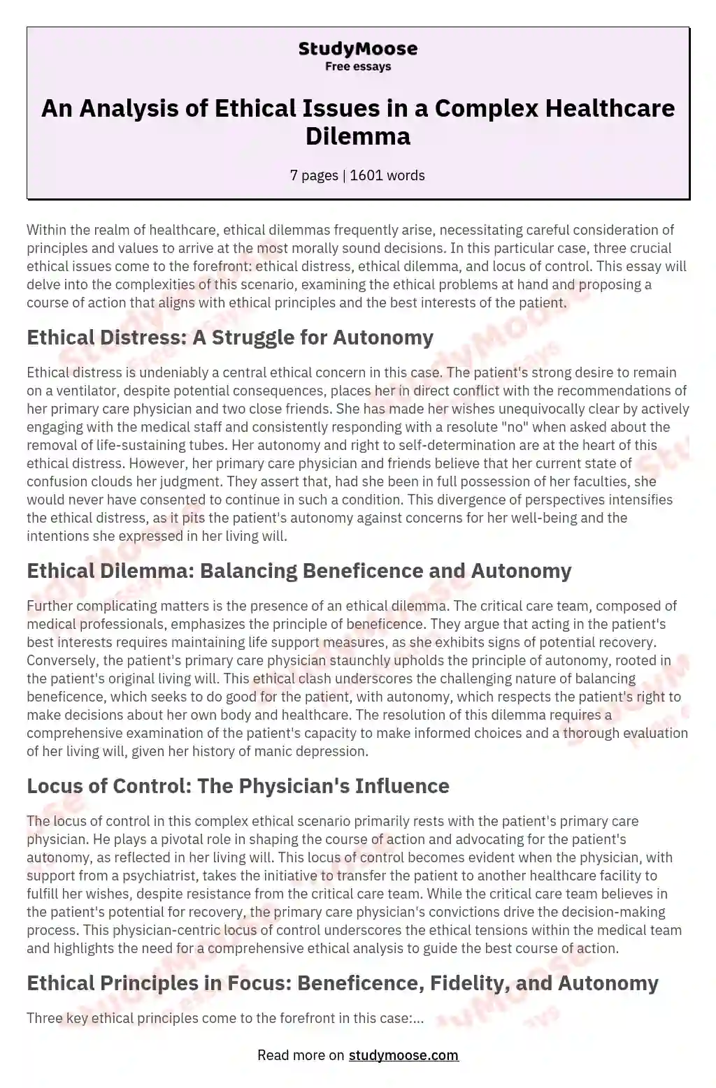Ethical Analysis Of Case Study Analysis Paper Example Free Essay Sample