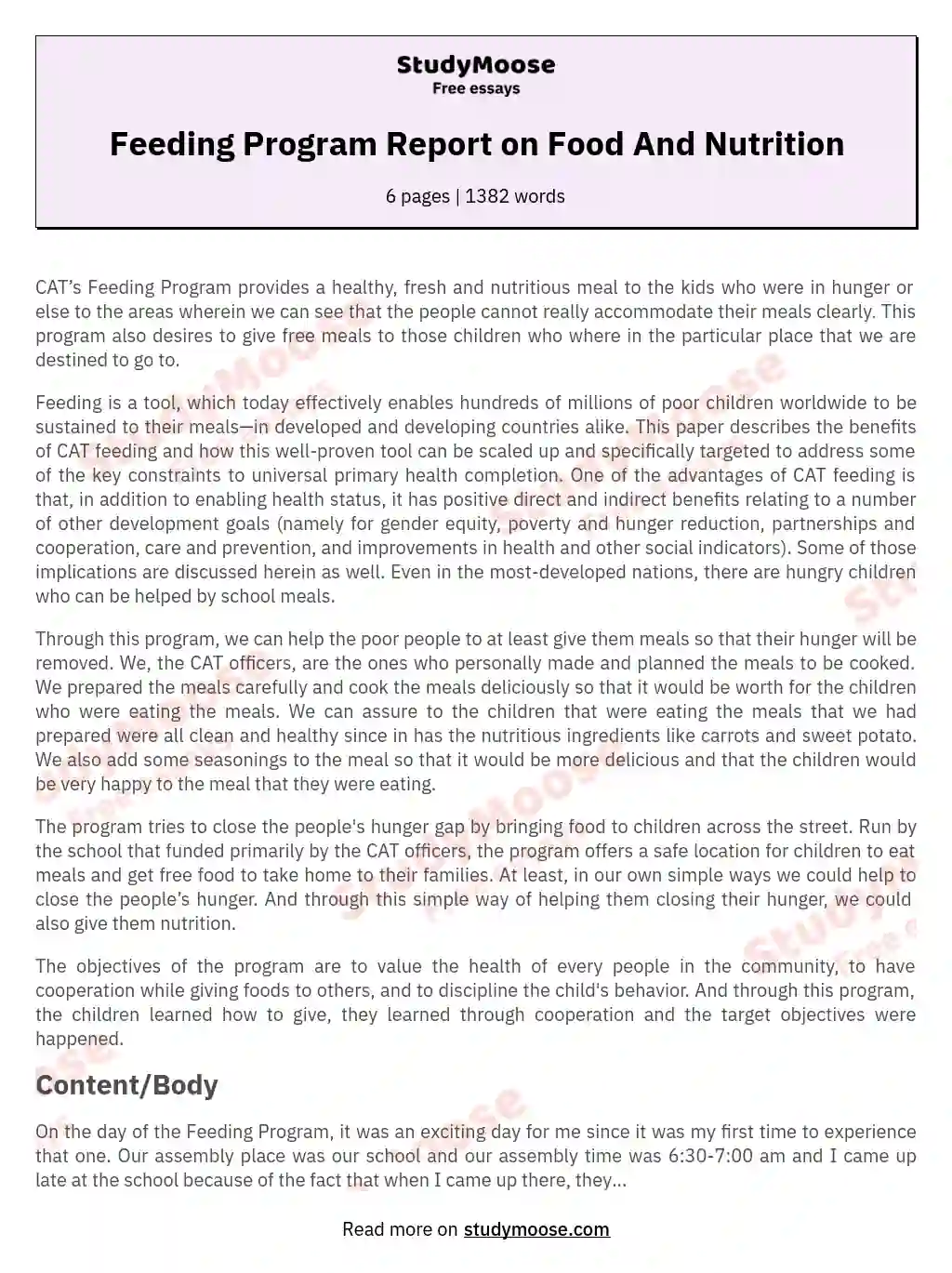 Narrative Report On Feeding Program Nutrition Bank2home