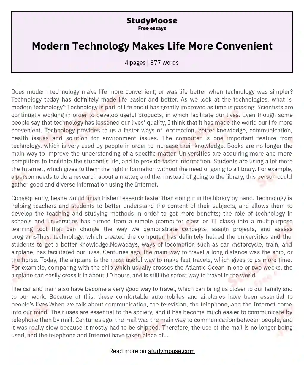 Technology Makes Life Easier Essay On Sale Varsana