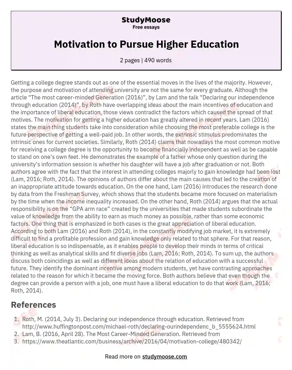  What Is The Purpose Of Higher Education Essay Purpose Of Higher