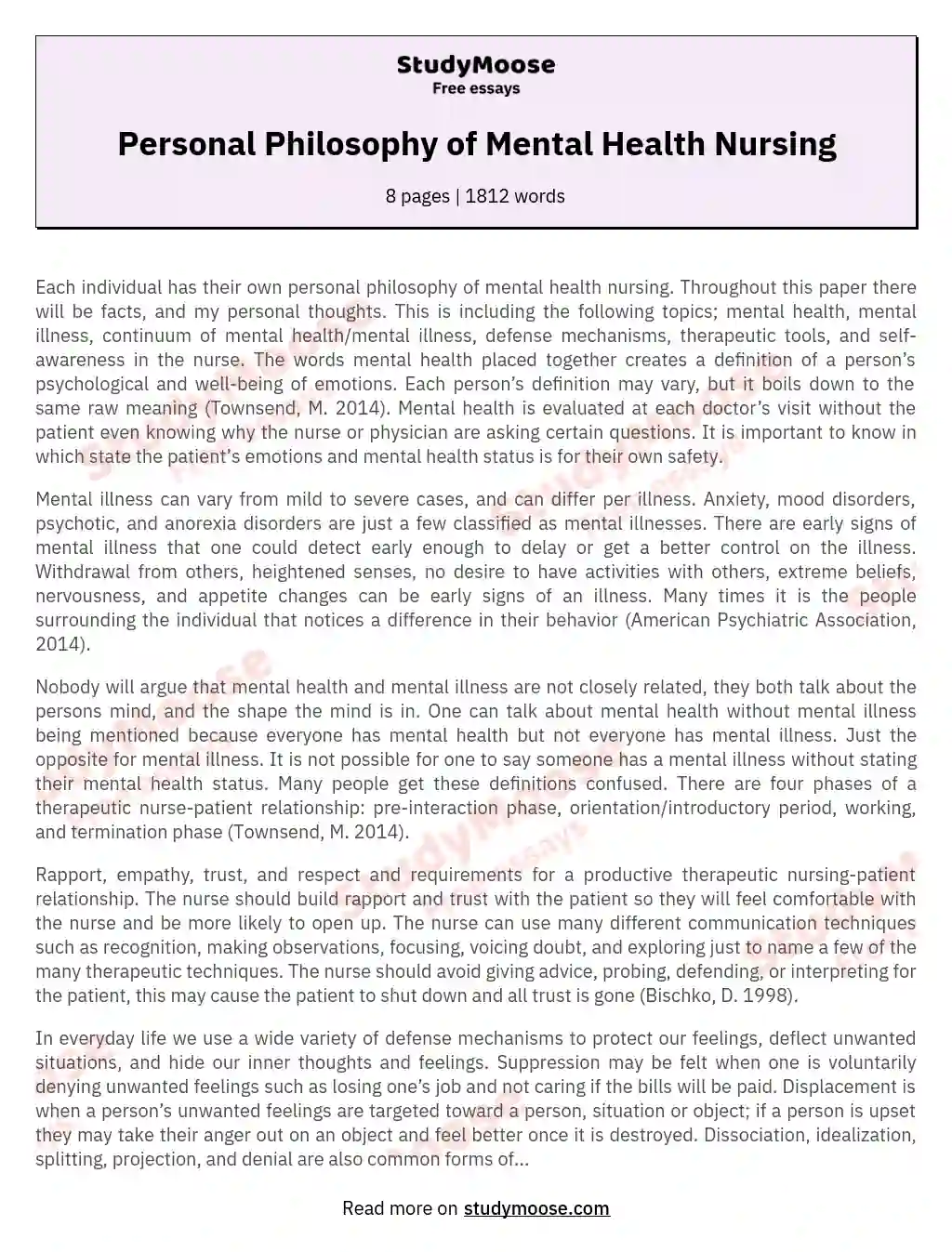 Exploring Mental Health Nursing Perspectives And Practices Free Essay
