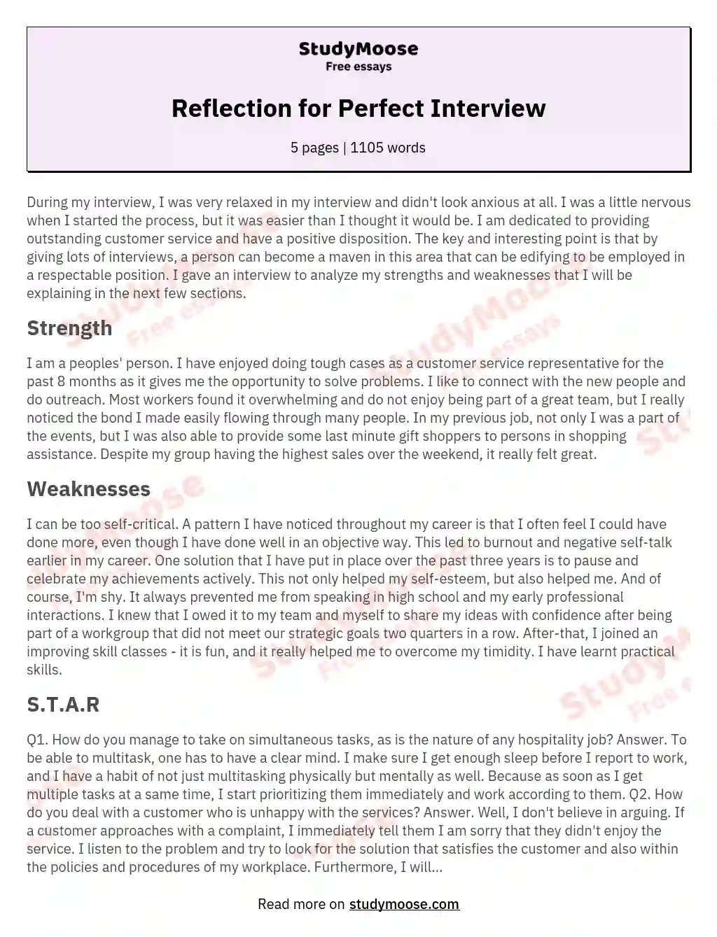  Interview Essay Examples Free Interview Essay Examples And Topic