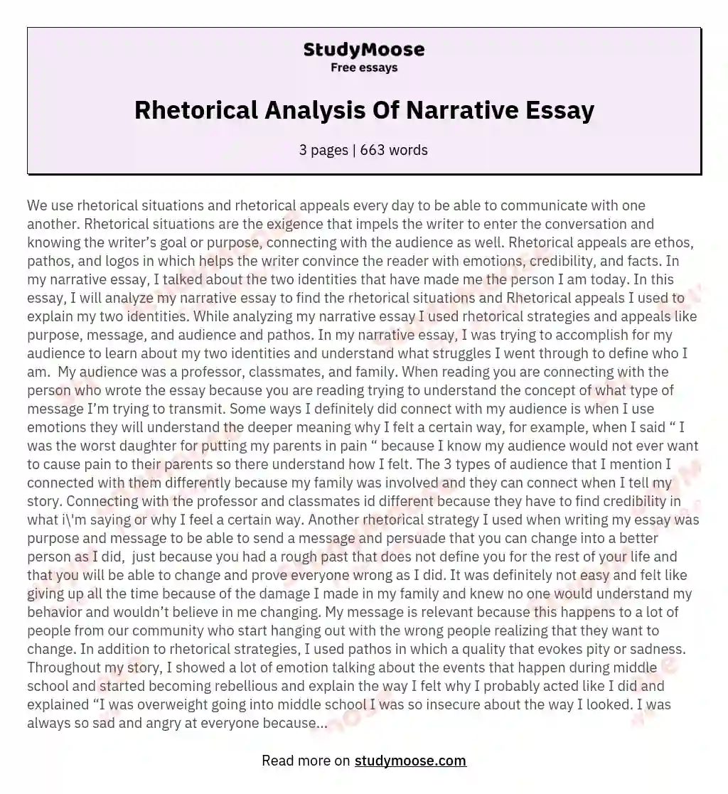  Narrative Analysis Essay Rhetorical Analysis Of Narrative Essay Free 