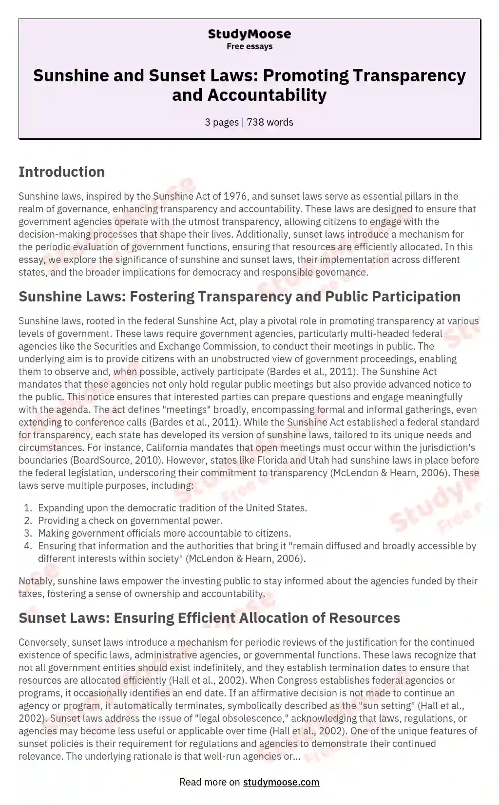 Sunshine And Sunset Laws Promoting Transparency And Accountability