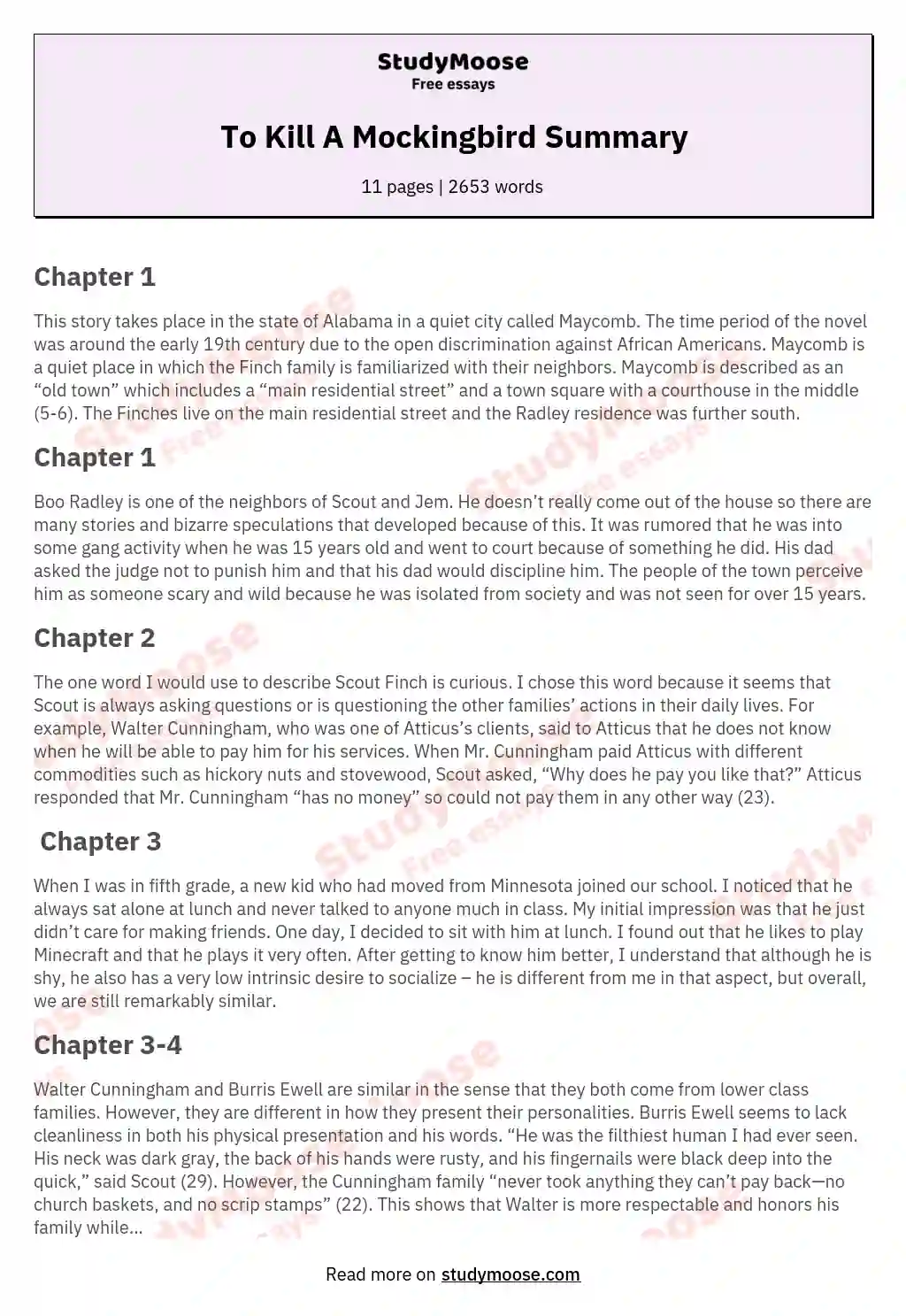 Chapter 3 To Kill A Mockingbird Summary To Kill A Mockingbird