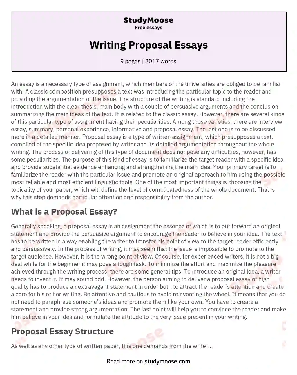  How To Write A Good Proposal Essay Don t Know How To Write An Essay 