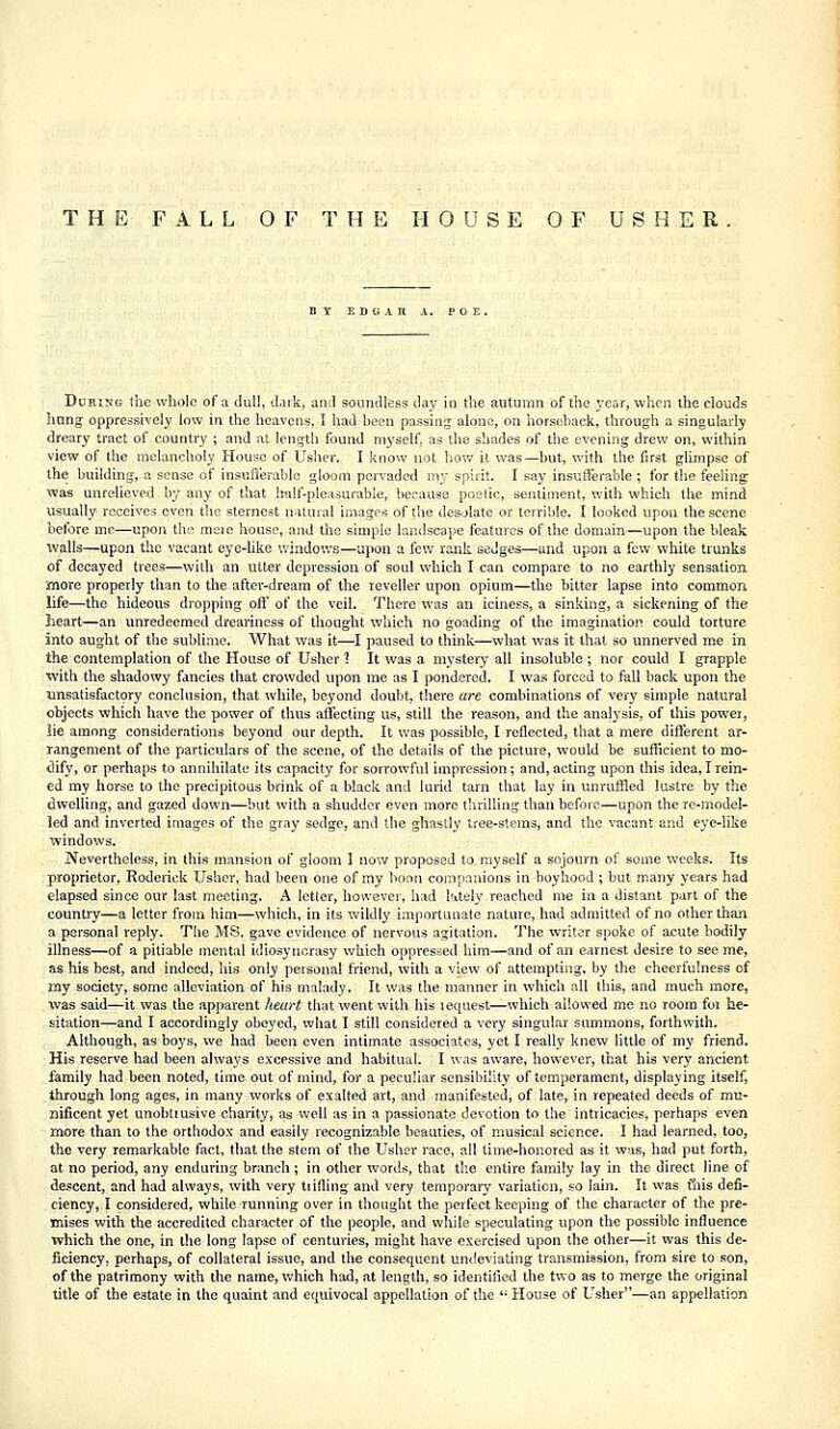 Essays on "The Fall of the House of Usher" - Book Summary & Free Paper ...